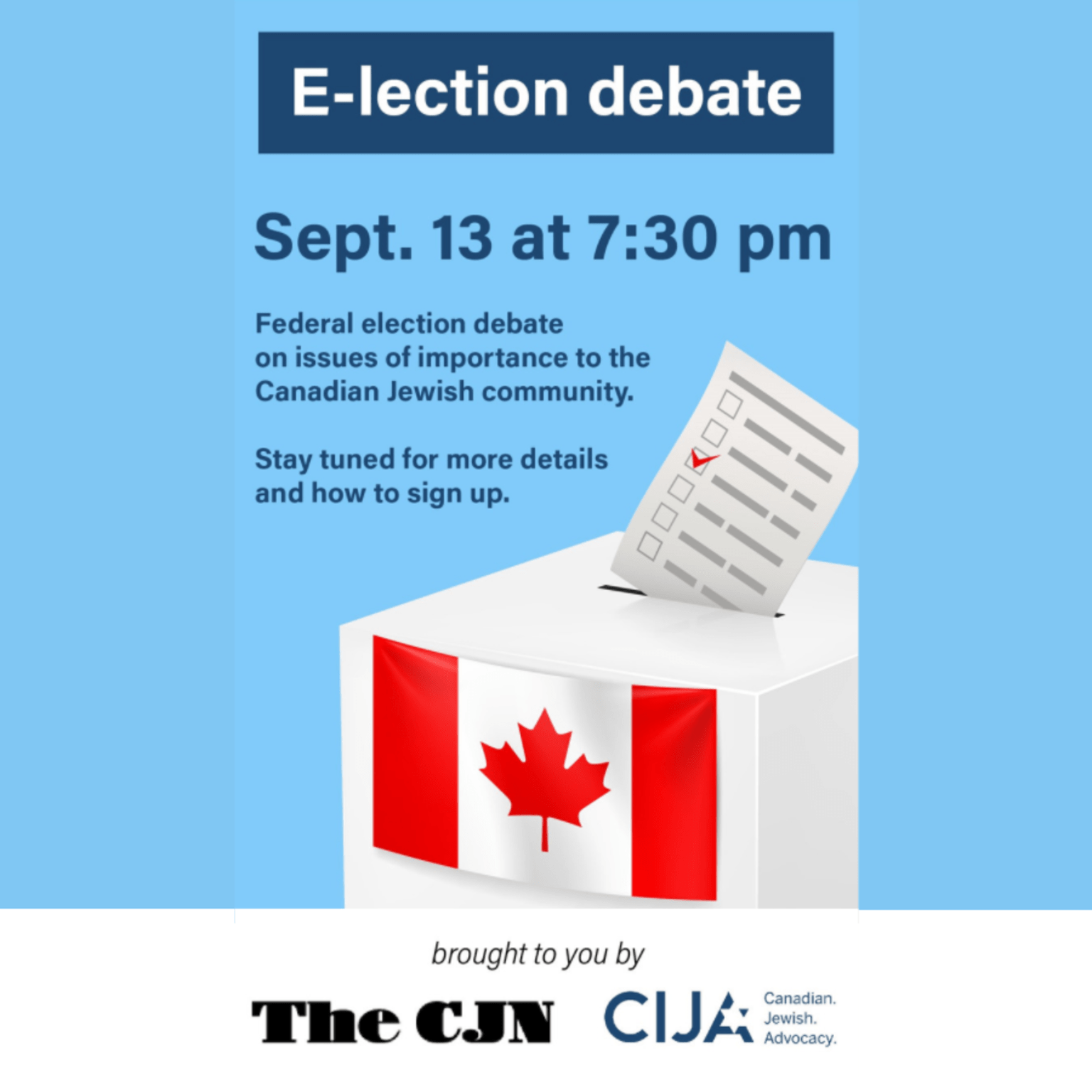 Federal E-lection Debate for Canada's Jewish Community
